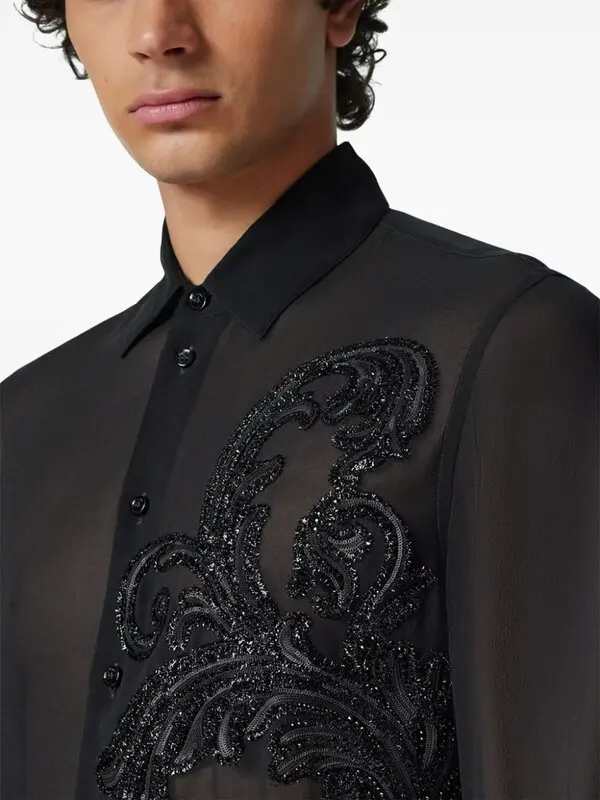 Versace Barocco Leaf Embroidered Shirt