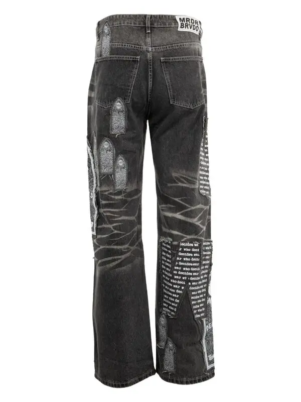 WHO DECIDES WAR Motif Patched Jeans