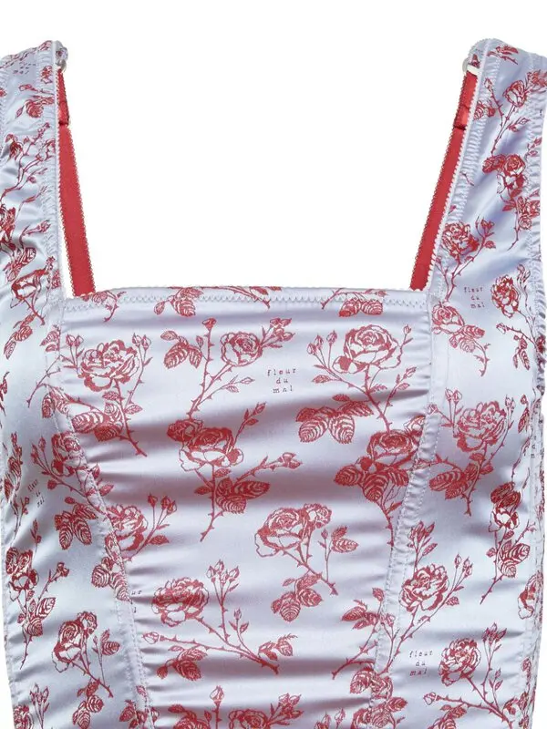 FLEUR DU MAL Rose-jacquard Corset Top
