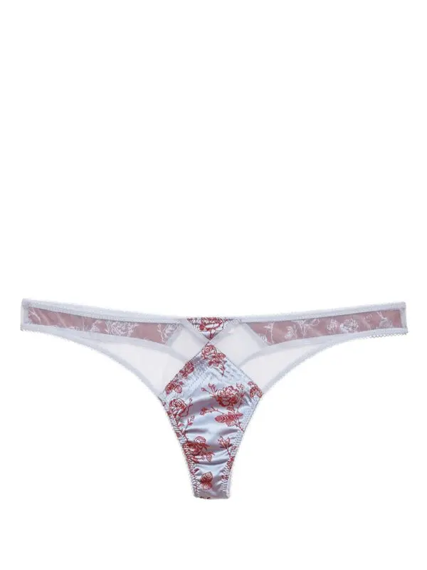 Fleur Du Mal Rose-jacquard Thong - Blue