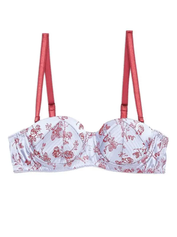 Fleur Du Mal Rose-jacquard Balconette Bra - Blue
