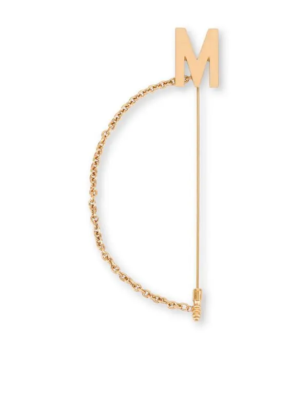 Moschino Lettering Chain Brooch - Gold