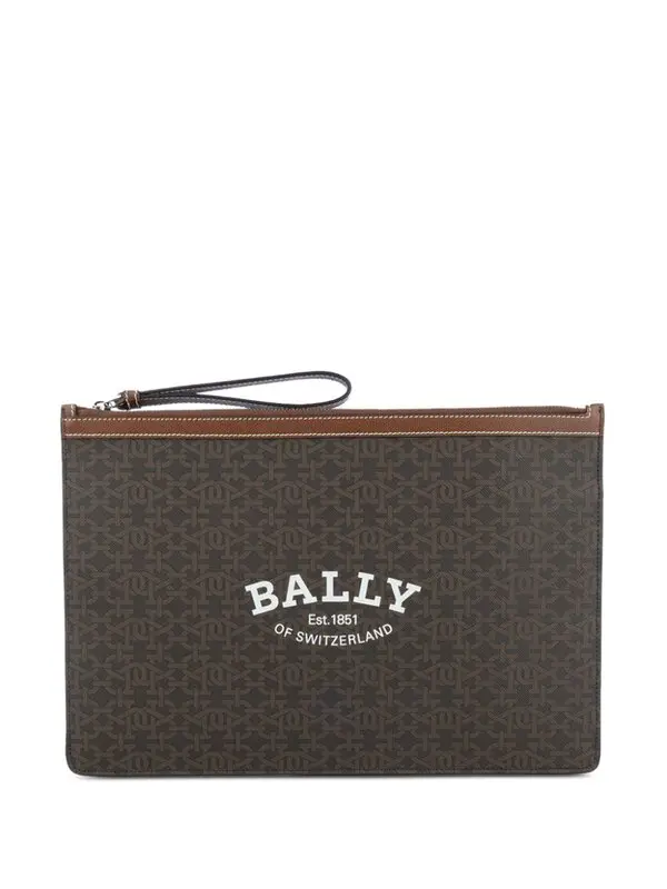 Bally Monogram-print Clutch Bag - Brown