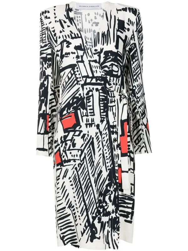 GLORIA COELHO Abstract-print Wrap Dress
