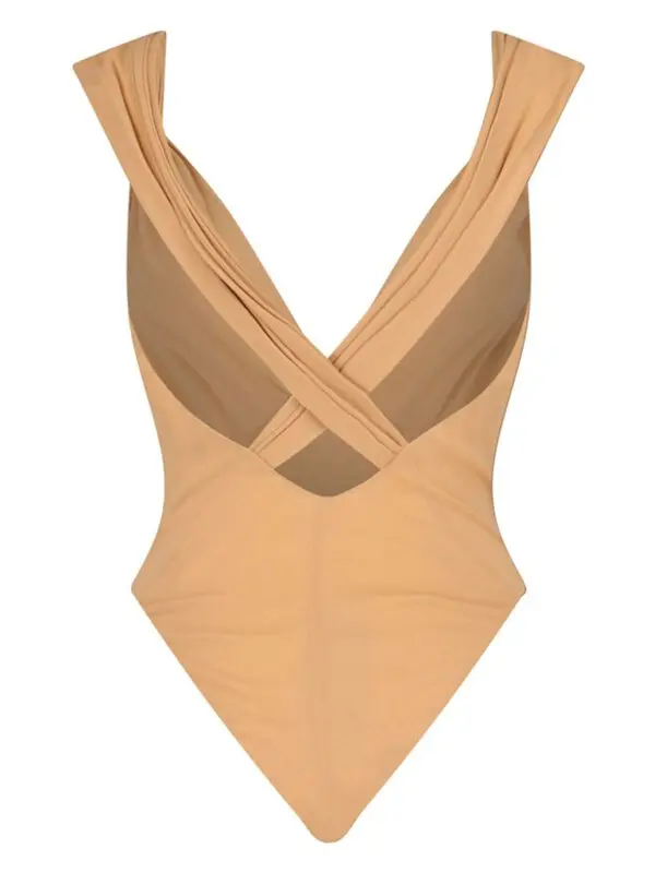 Saint Laurent Cross-back Silk Bodysuit - Neutrals