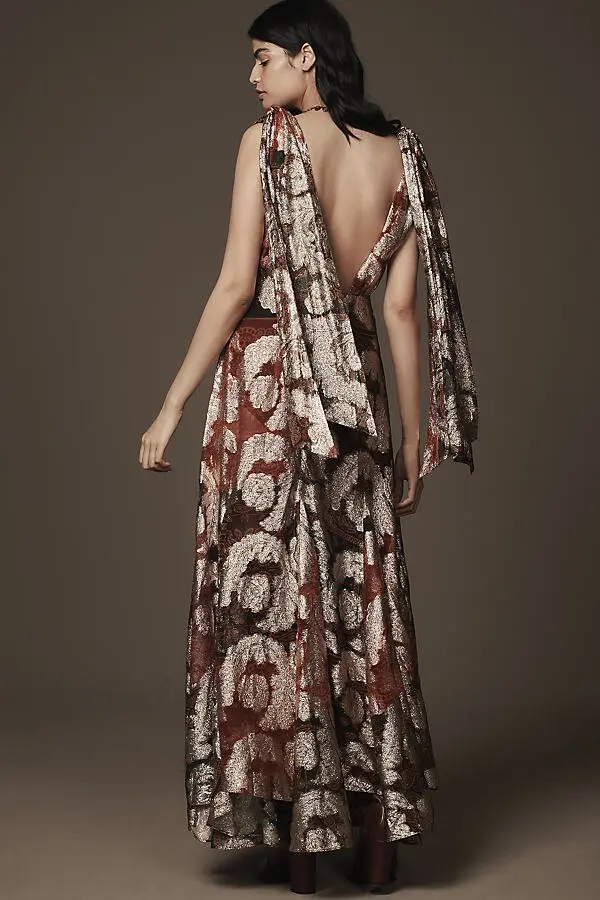 bondi born tobago linen dress BONDI BORN Kobe Exposed Back Maxi Dress