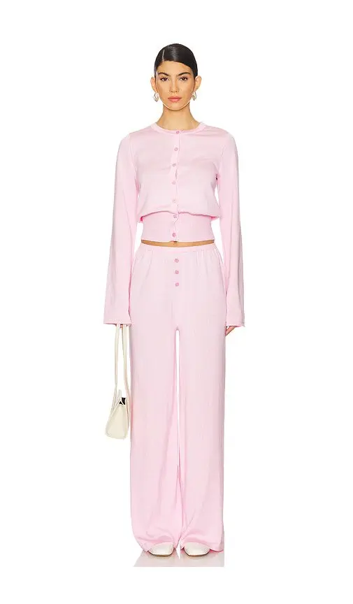 SNDYS. X Revolve Button Up August Top - Blush