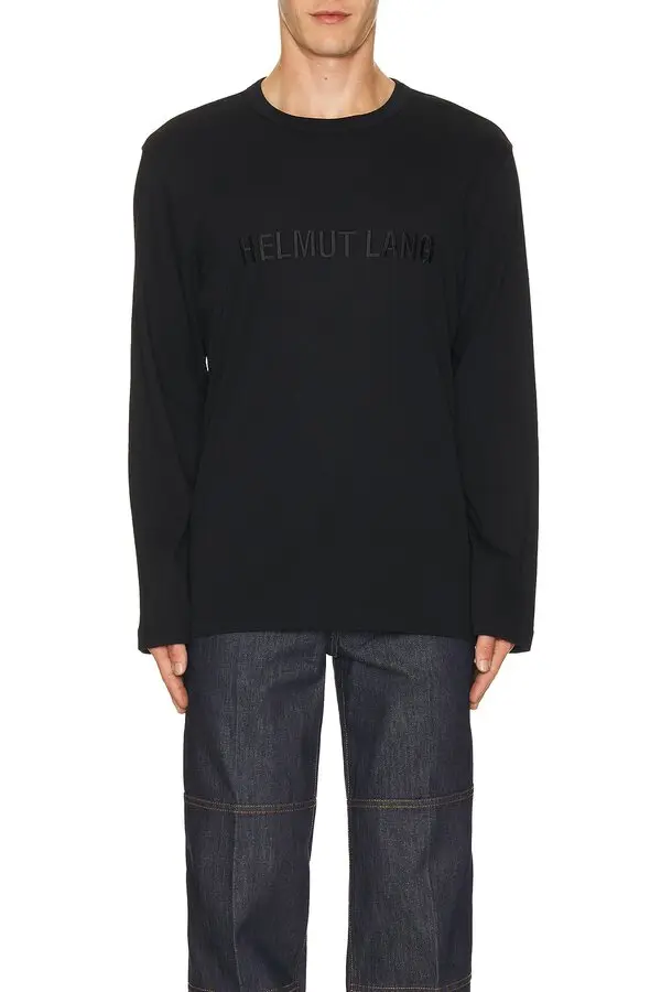 Helmut Lang Long Sleeve Logo Tee In Black - 30% Off