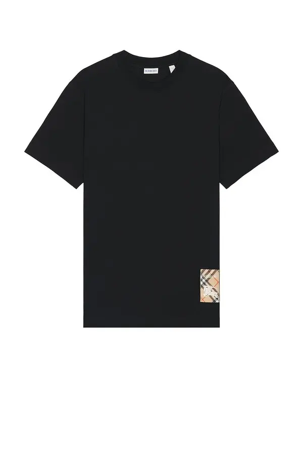 Burberry T-shirt With Check Label - Black