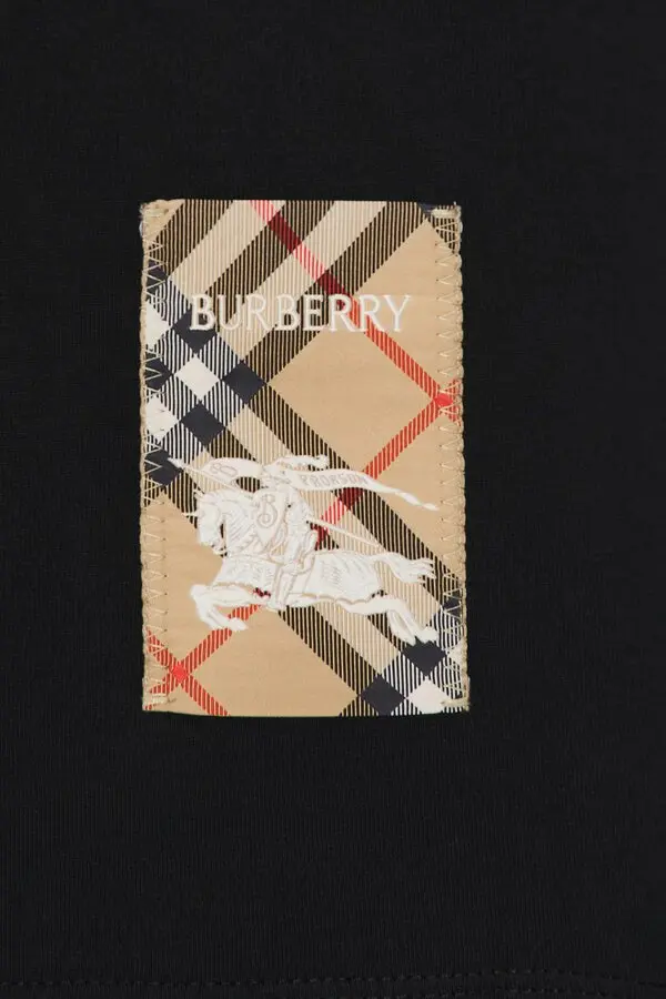 Burberry T-shirt With Check Label - Black