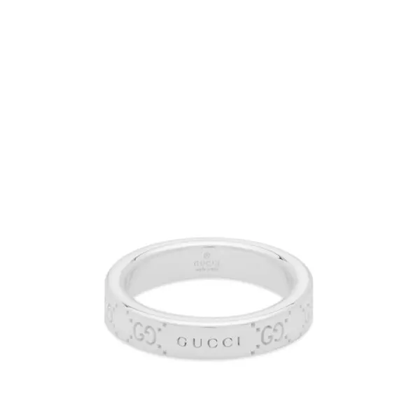 Gucci Signature Gg 4mm Ring - Silver