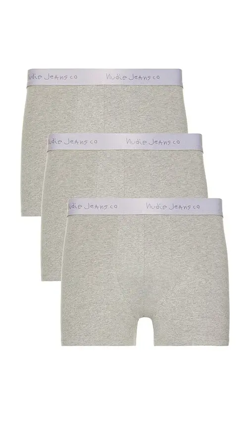 Nudie Jeans 3 Pack Boxer Briefs In Grey - Grey Melange