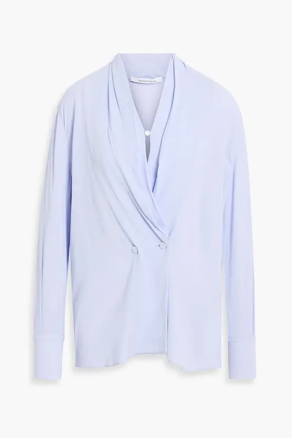 Another Tomorrow Draped Stretch-crepe Blouse - Lilac