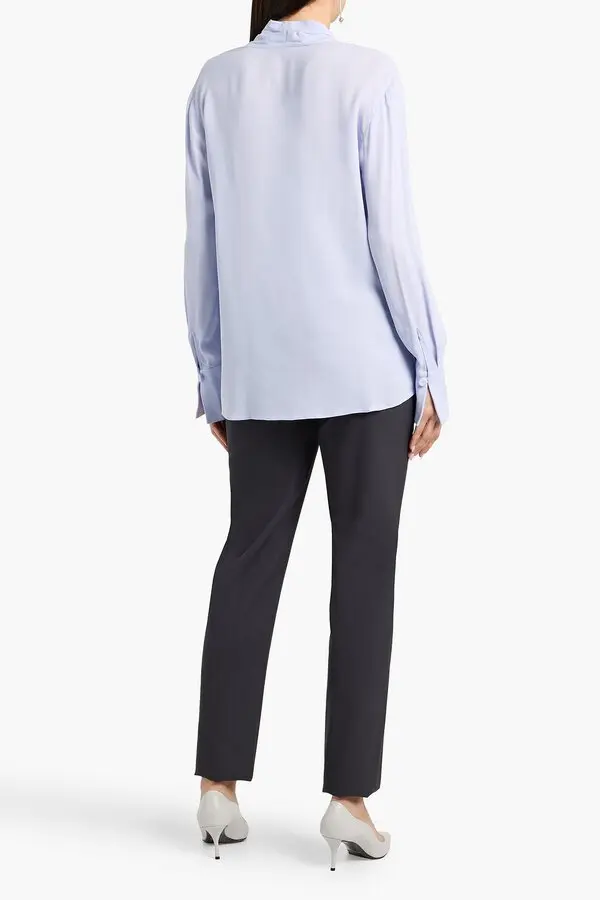 Another Tomorrow Draped Stretch-crepe Blouse - Lilac