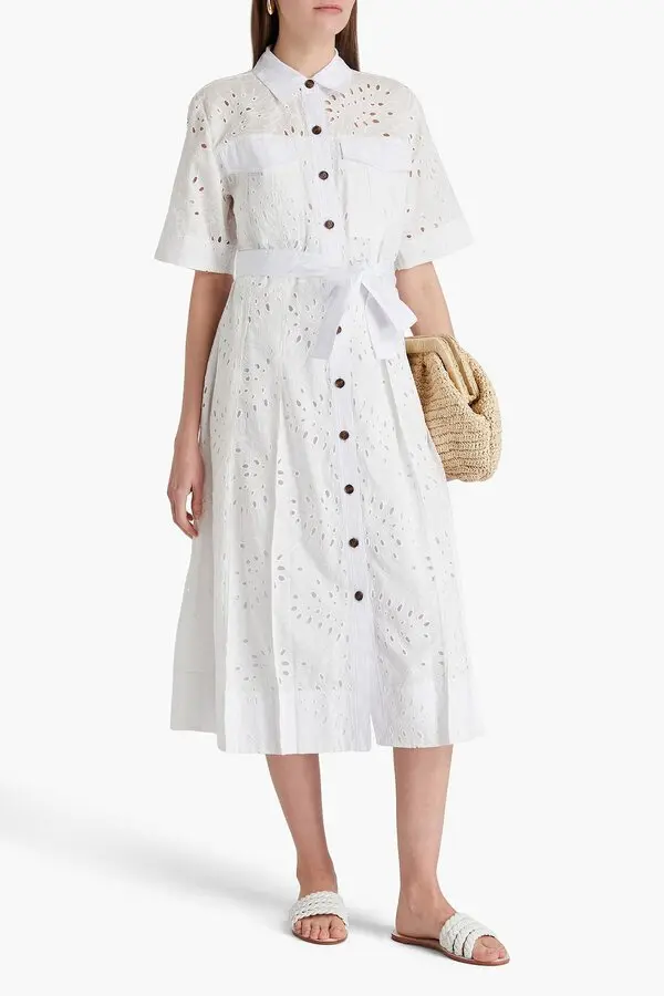 Hand Embroidered Embroidered White Midi Dress ZARA $99 WOMAN V-NECK COTTON EMBROIDERED  MIDI DRESS WHITE