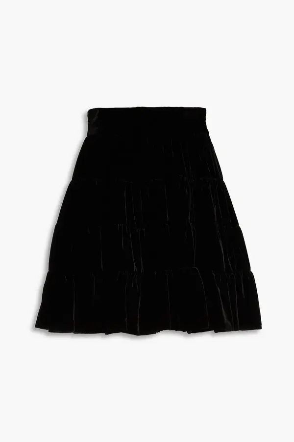 Sandro Tiered Velvet Mini Skirt
