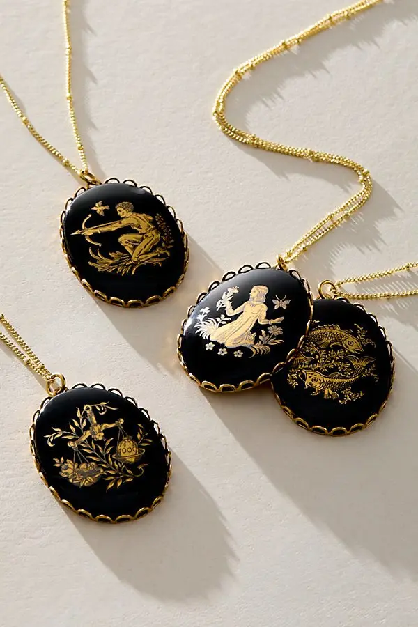 Free People Jules Onyx Zodiac Necklace - Aries