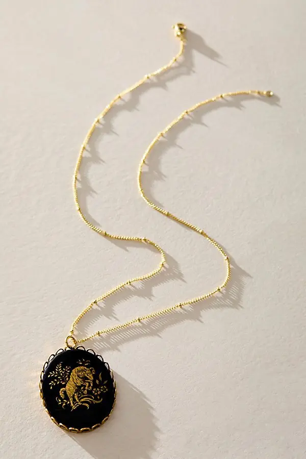 Free People Jules Onyx Zodiac Necklace - Aries