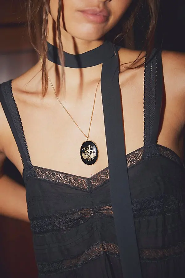 Free People Jules Onyx Zodiac Necklace - Libra