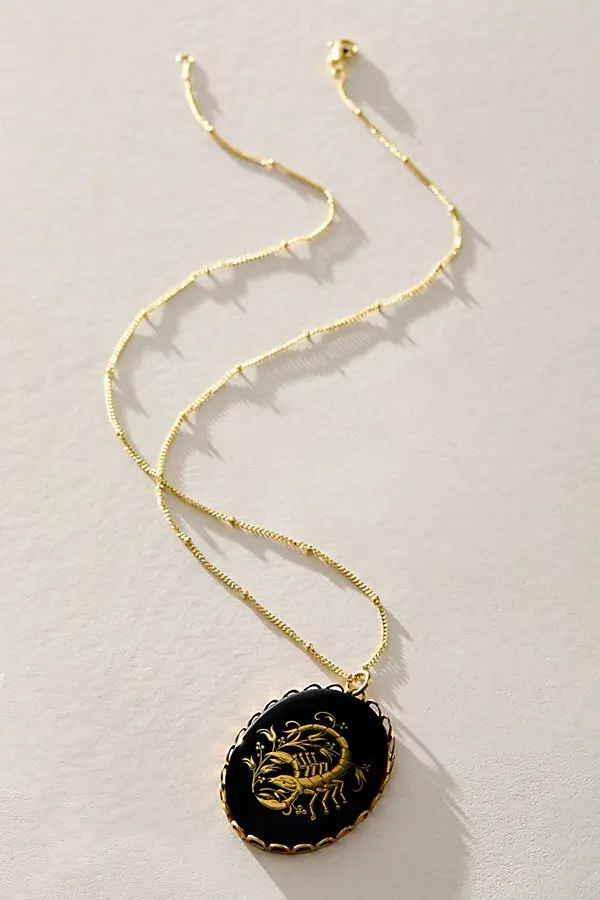Free People Jules Onyx Zodiac Necklace - Scorpio