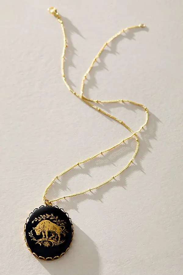 Free People Jules Onyx Zodiac Necklace - Taurus