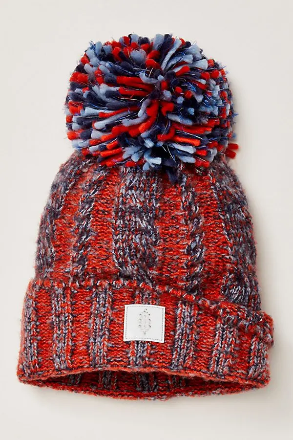Free People Pow Party Reflective Beanie - Red/Blue Combo  display picture 3