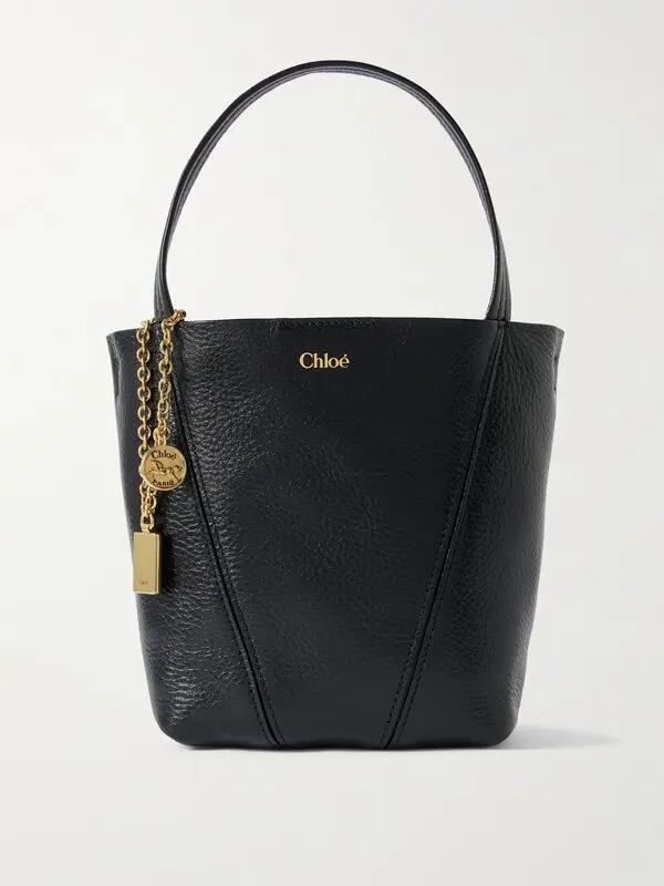 Chloé Spin Small Embellished Textured-leather Tote - Black