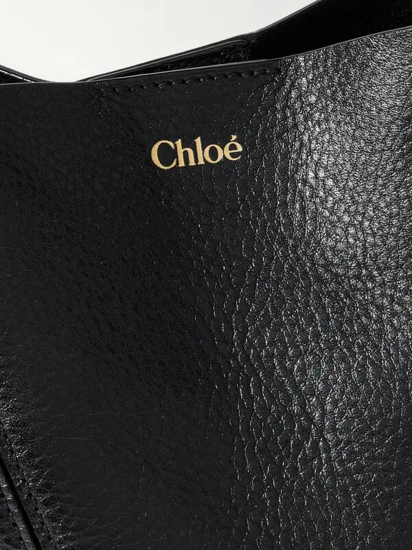 Chloé Spin Small Embellished Textured-leather Tote - Black