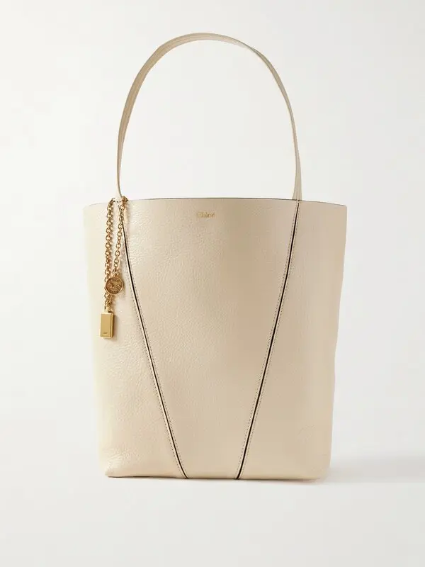 Chloé Spin Textured-leather Tote - Ecru