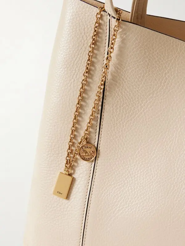 Chloé Spin Textured-leather Tote - Ecru