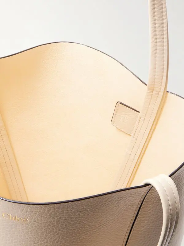 Chloé Spin Textured-leather Tote - Ecru