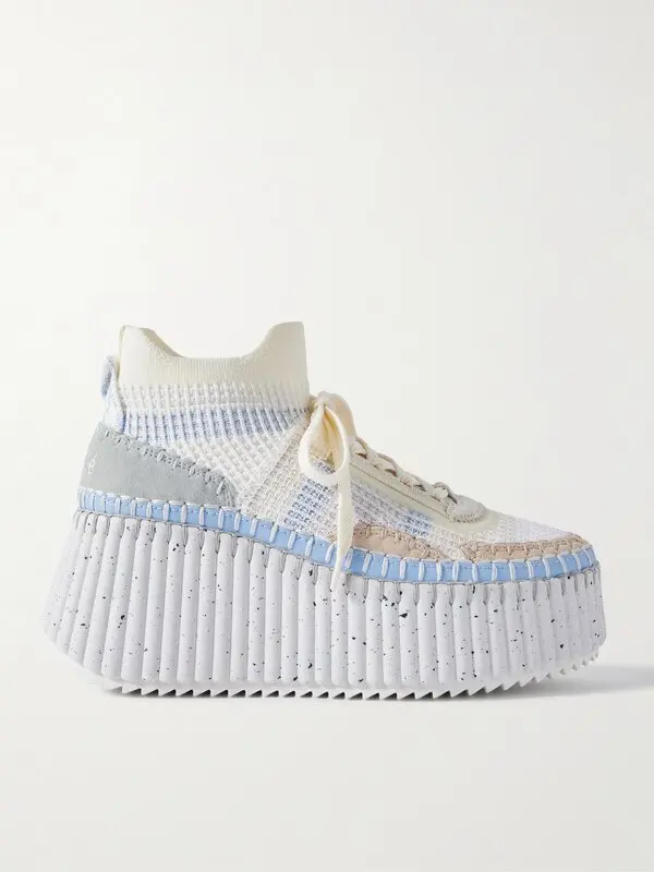 Chloé Nama Leather-trimmed Platform Sneakers - White