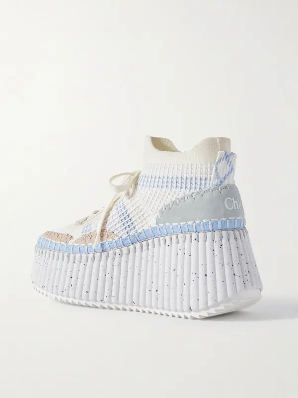 Chloé Nama Leather-trimmed Platform Sneakers - White