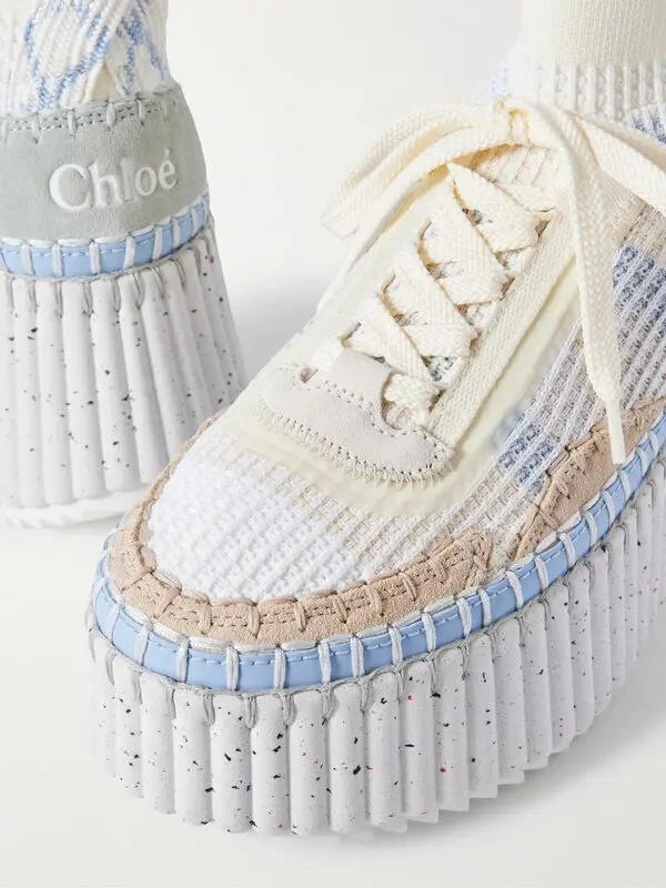 Chloé Nama Leather-trimmed Platform Sneakers - White