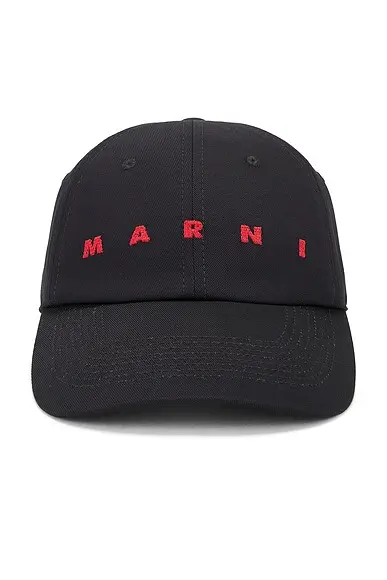 Marni Embroidered Logo Hat - Black
