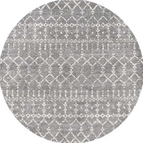 JONATHAN Y Moroccan Hype Boho Vintage Diamond Round Area Rug - Gray/ivory