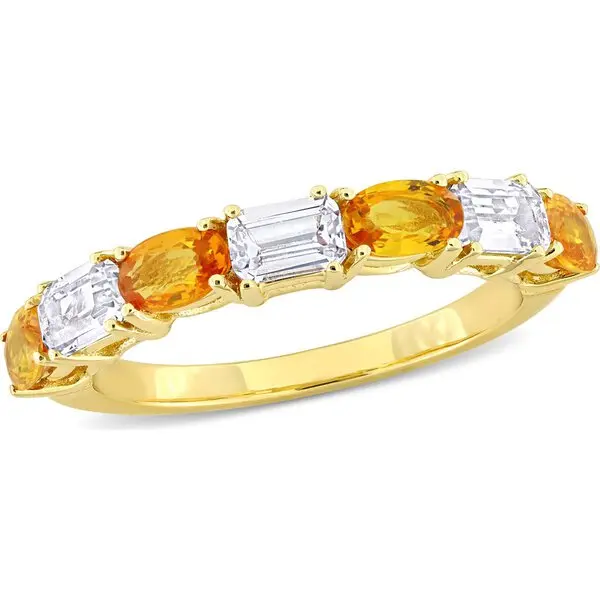 JULIANNA B. 14k Gold Semi-eternity Ring With Sapphire And White Sapphire - Yellow Sapphire/yellow Gold