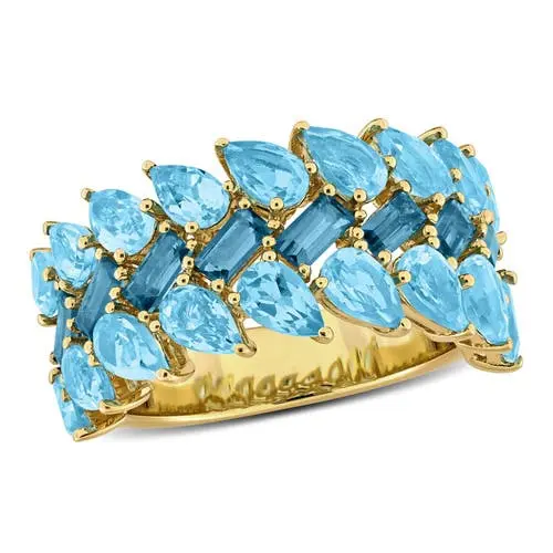 JULIANNA B. 10k Yellow Gold Three-row Gemstone Ring - Topaz