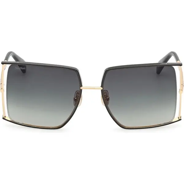 Max Mara 68mm Gradient Oversize Rectangle Sunglasses - Deep Gold/ Deep Green / Green