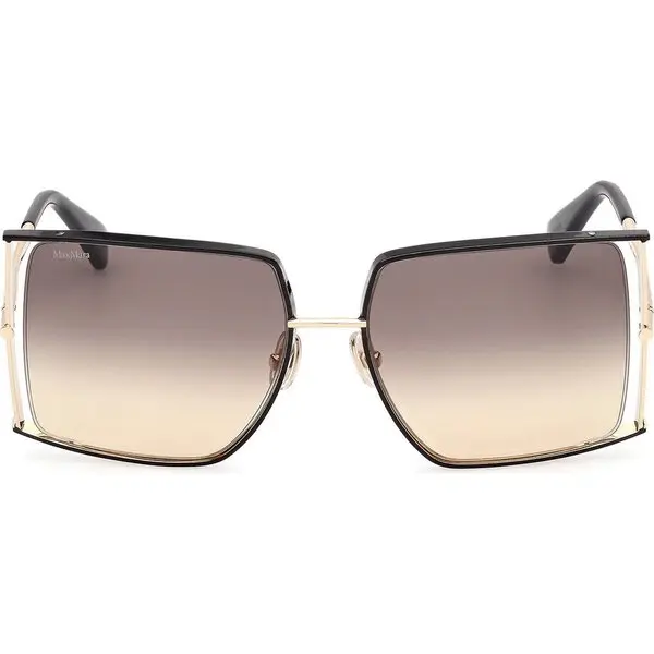 Max Mara 68mm Gradient Oversize Rectangle Sunglasses - Gold/ Black / Grad Smoke Peach
