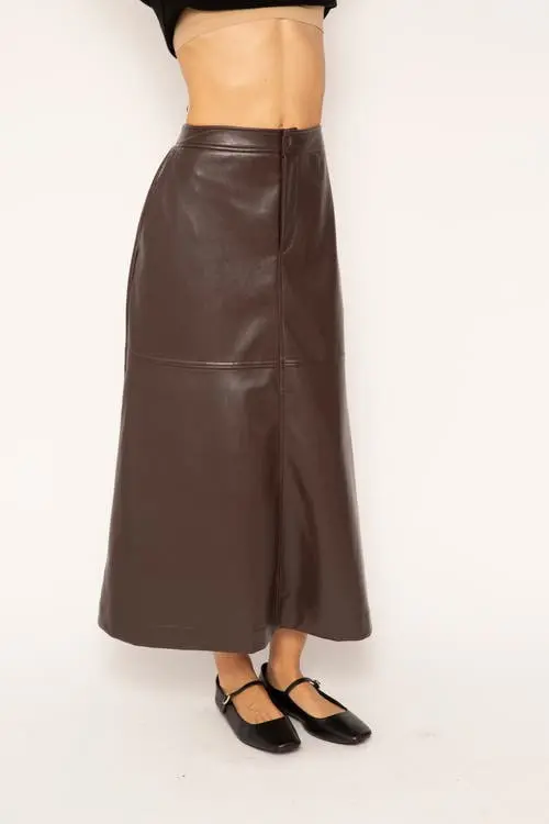 Central Park West Beatrix Vegan Leather Midi Skirt