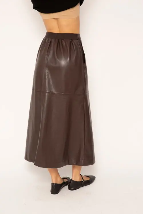 Central Park West Beatrix Vegan Leather Midi Skirt