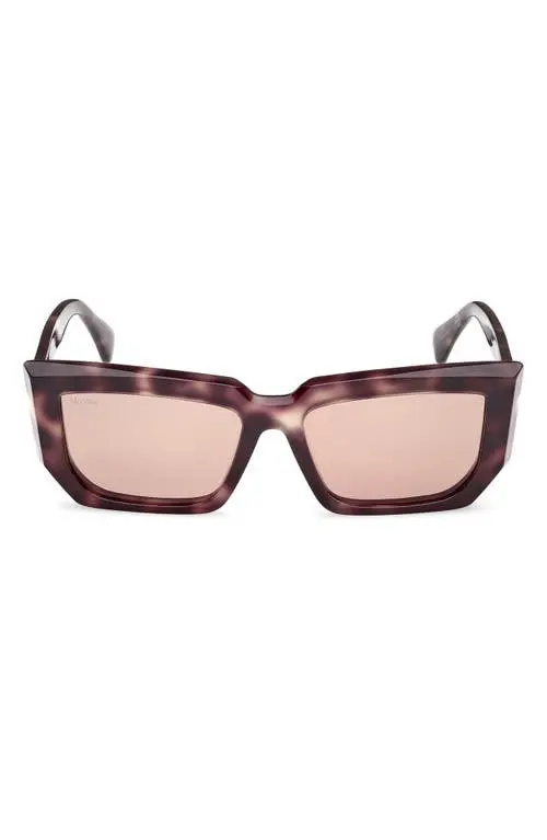 Max Mara 54mm Rectangular Sunglasses - Camel Spotted Havana / Brown