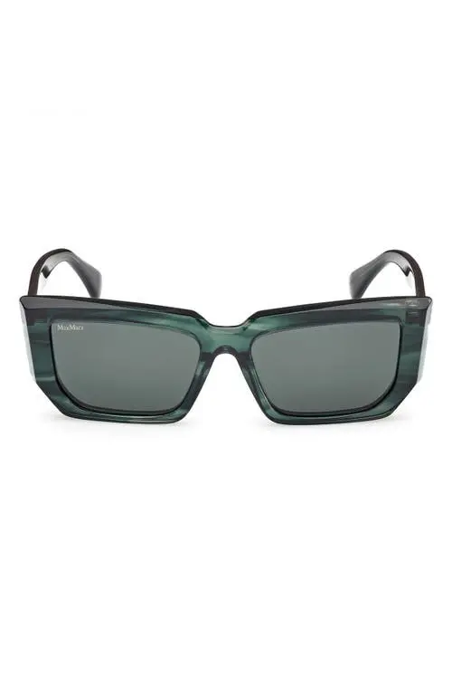 Max Mara 54mm Rectangular Sunglasses - Striped Deep Emerald / Emerald