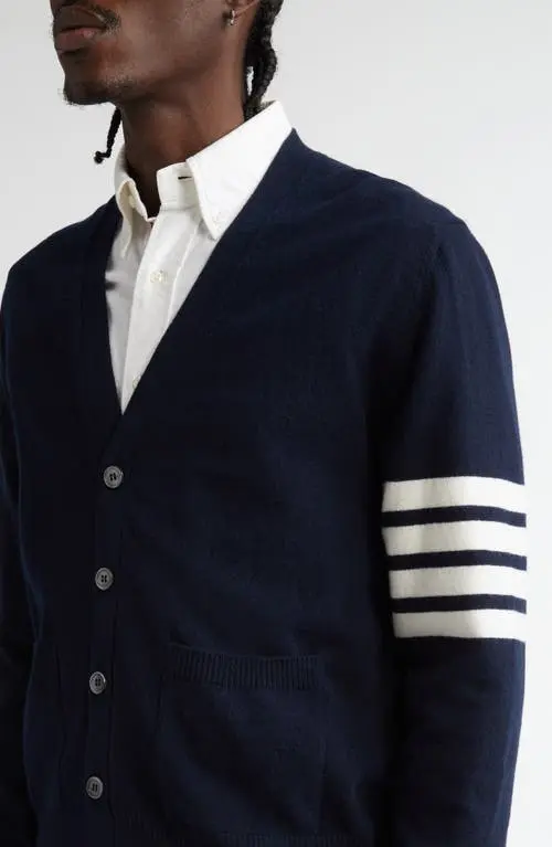 Thom Browne Holiday Hector Nutcracker 4-bar Virgin Wool Cardigan - Navy
