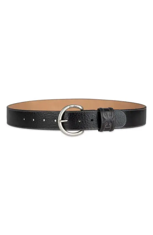 Sam Edelman Rounded Buckle Belt - Black Croc