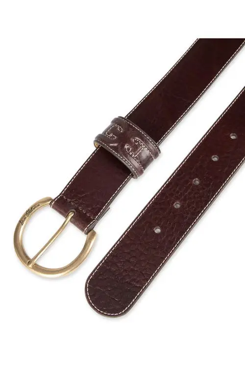 Sam Edelman Rounded Buckle Belt - Maple Bourban Croc