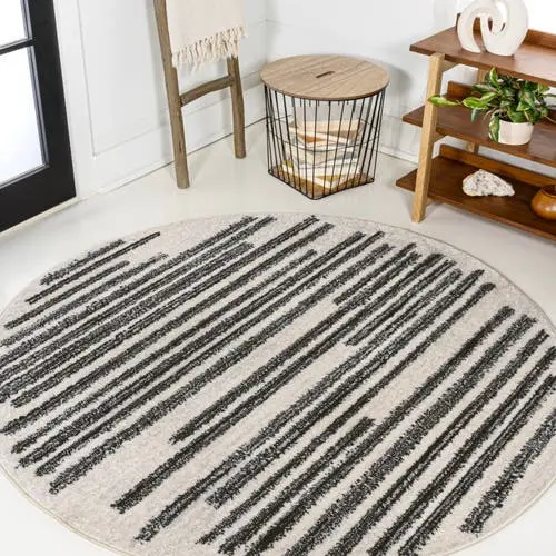 JONATHAN Y Khalil Modern Berber Stripe Round Area Rug