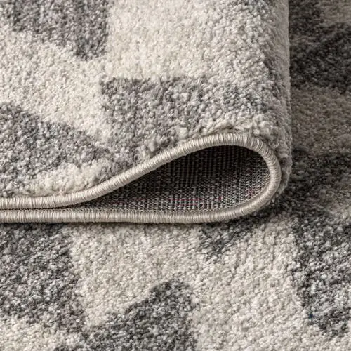 JONATHAN Y Aisha Moroccan Triangle Geometric Round Area Rug - Cream/gray