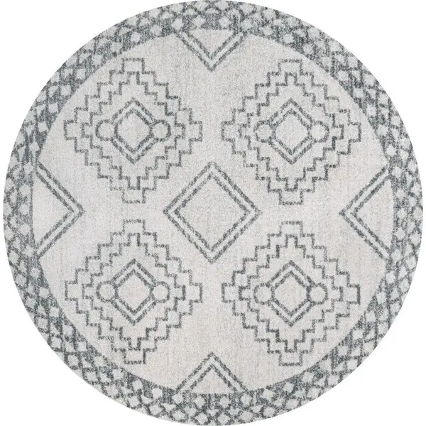 JONATHAN Y Amir Moroccan Beni Souk Round Area Rug - Cream/gray